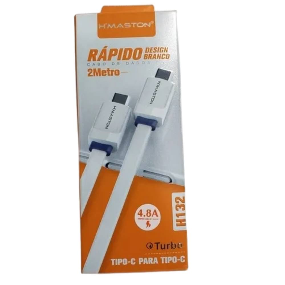 Cabo USB Tipo-C para Tipo-C com 2 metros H132 - MaisBaratoFone Cabo USB Tipo-C para Tipo-C com 2 metros H132 - MaisBaratoFone